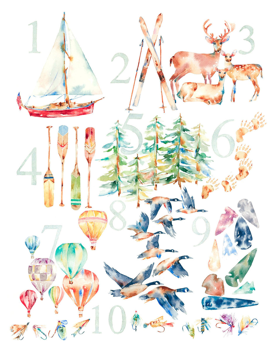 Numbers 1-10 Outdoors – June Watercolor